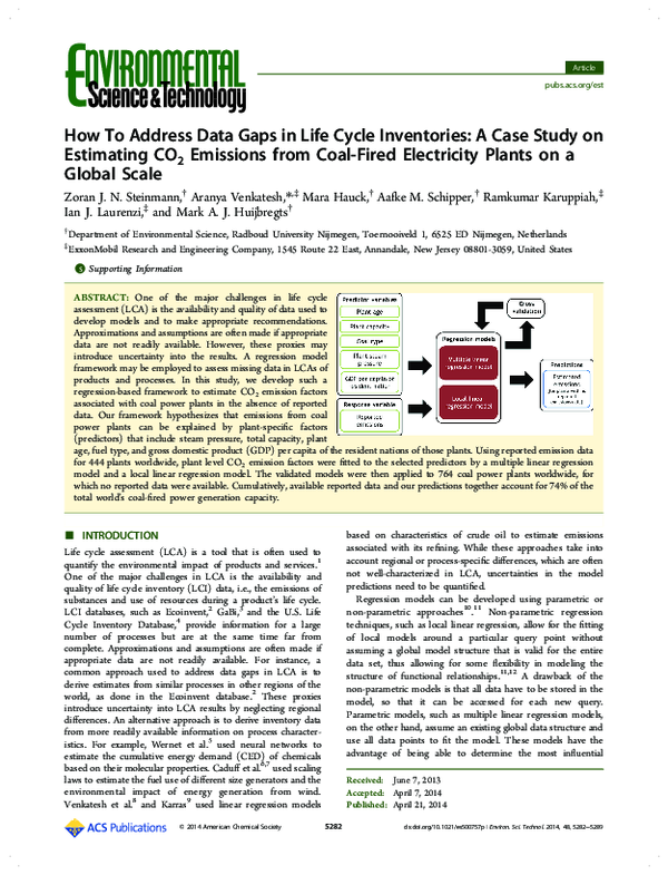 (PDF) How To Address Data Gaps in Life Cycle Inventories: A Case Study ...