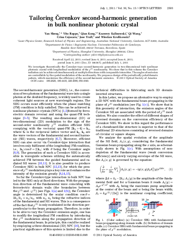 (PDF) Tailoring Čerenkov second-harmonic generation in bulk nonlinear ...