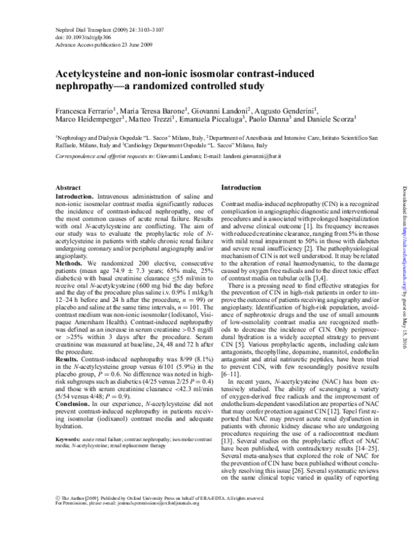 (PDF) Acetylcysteine and non-ionic isosmolar contrast-induced ...