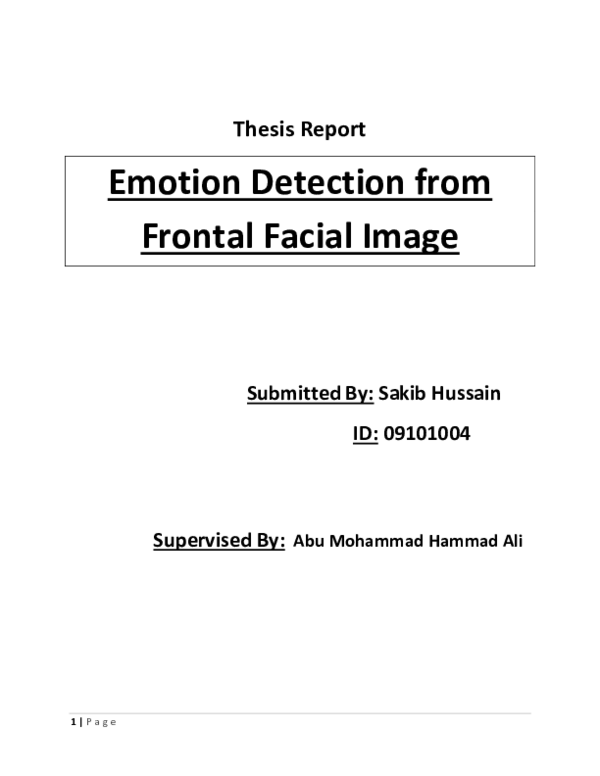 (PDF) Emotion Detection from Frontal Facial Image