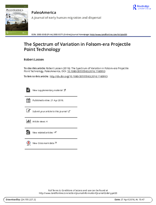 (PDF) The Spectrum of Variation in Folsom-era Projectile Point Technology