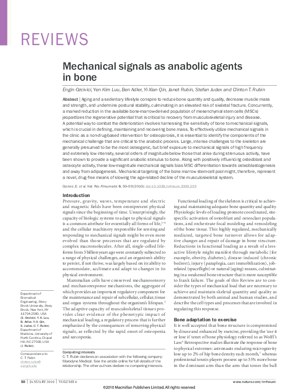 (PDF) Mechanical signals as anabolic agents in bone