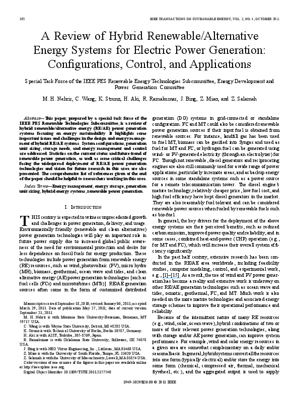(PDF) A Review of Hybrid Renewable/Alternative Energy Systems for ...