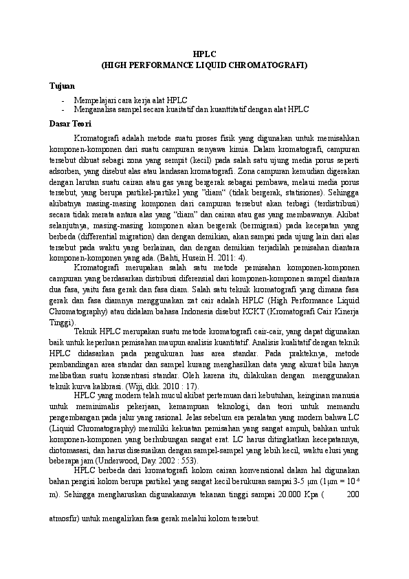 (DOC) HPLC (HIGH PERFORMANCE LIQUID CHROMATOGRAFI