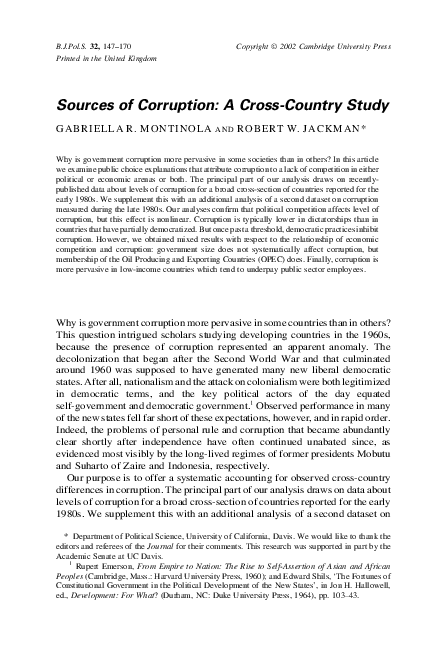 (PDF) Sources of Corruption: A Cross-Country Study