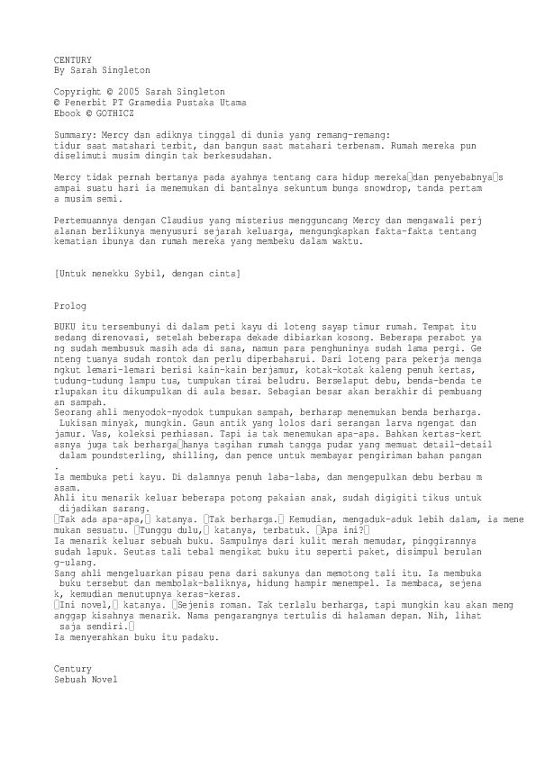 Century - Sarah Singleton