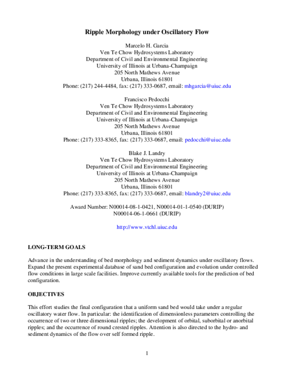 (PDF) Ripple Morphology under Oscillatory Flow