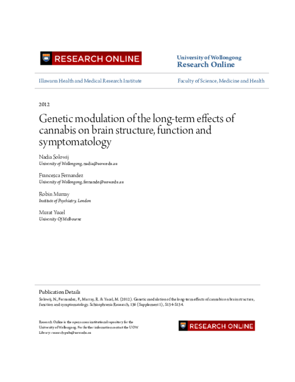 Pdf Poster 119 Genetic Modulation Of The Long Term Effects Of
