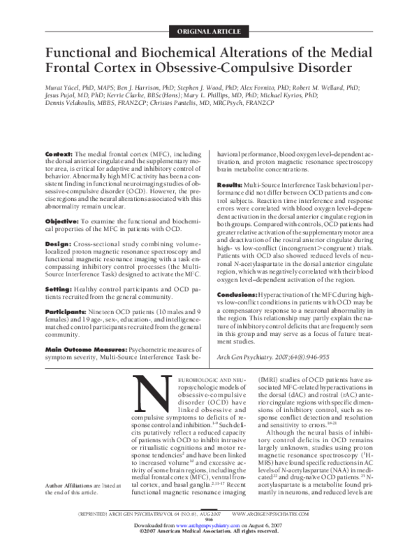 (PDF) Functional and biochemical alterations of the medial frontal ...