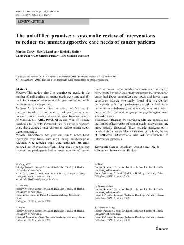 (PDF) The unfulfilled promise: a systematic review of interventions to ...