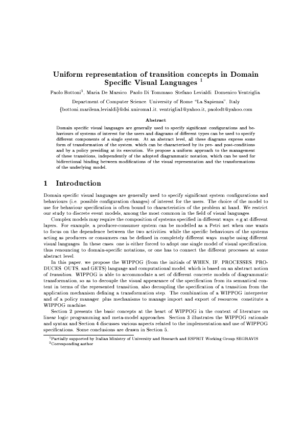 (PDF) Uniform translation of transition concepts in domain specific visual languages