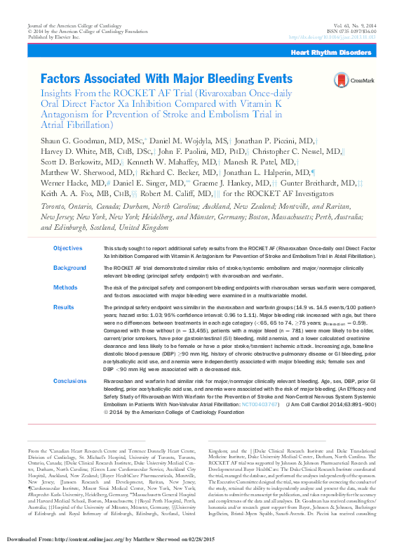 (PDF) Factors Associated With Major Bleeding Events