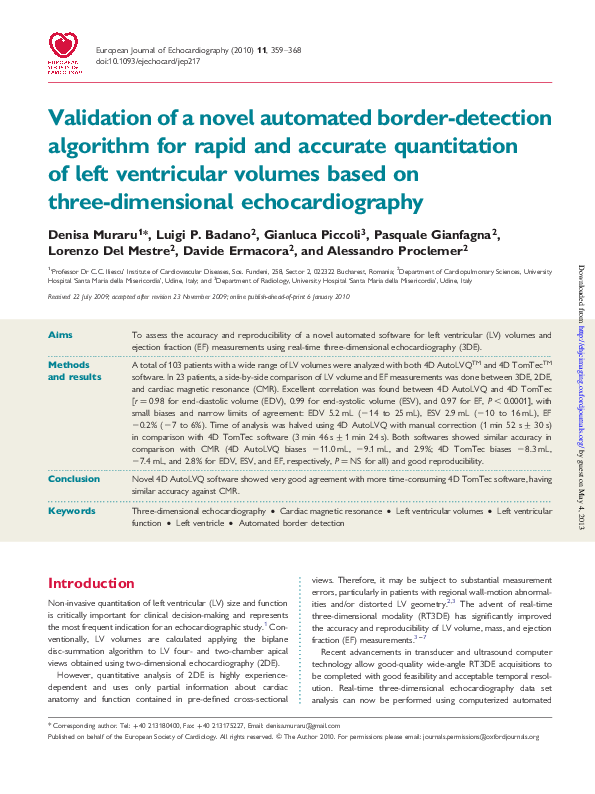 Pdf Validation Of A Novel Automated Border Detection Algorithm For Rapid And Accurate