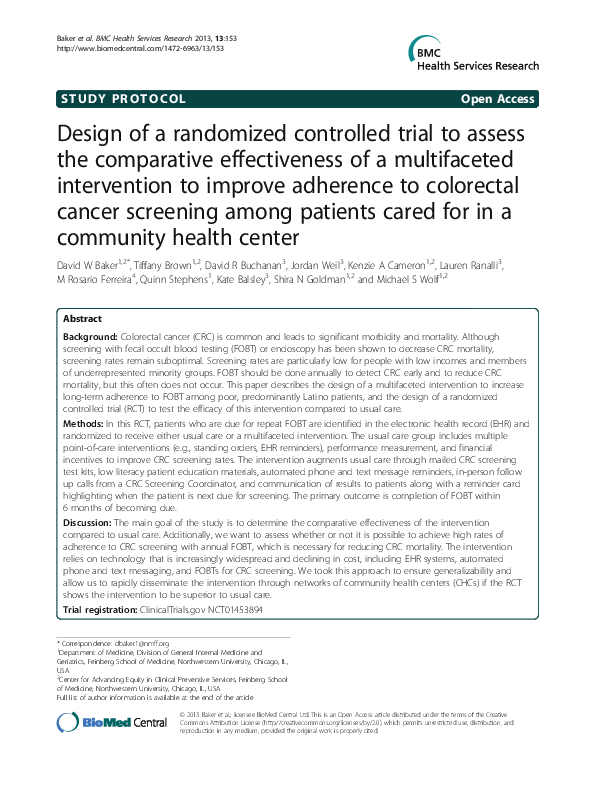 (PDF) Design of a randomized controlled trial to assess the comparative ...
