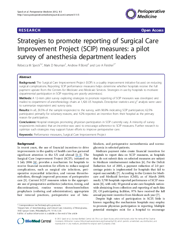 (PDF) Strategies to promote reporting of Surgical Care Improvement ...