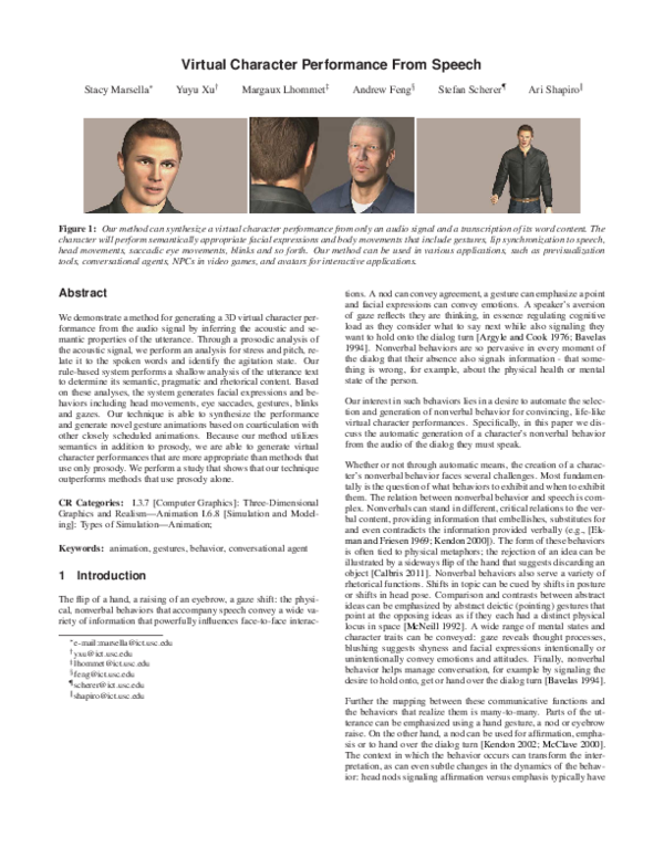 (PDF) Virtual character performance from speech