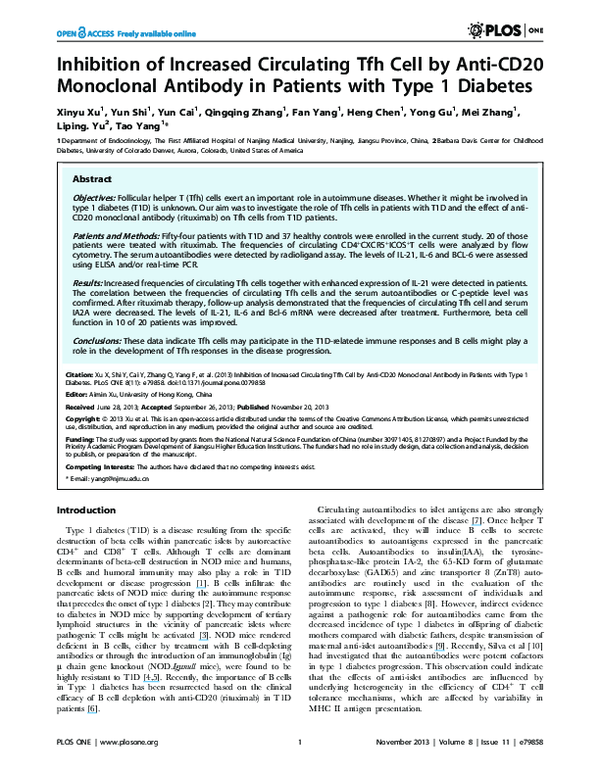 (PDF) Inhibition of Increased Circulating Tfh Cell by Anti-CD20 ...
