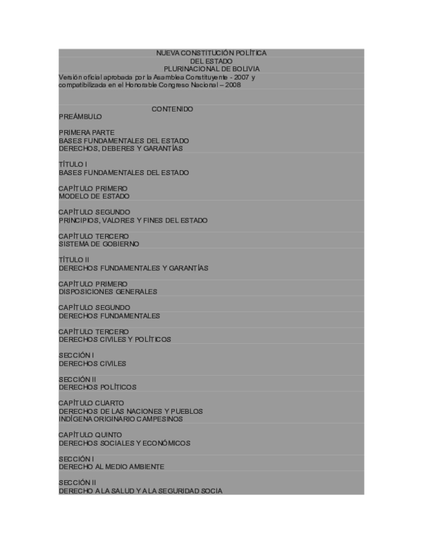 (DOC) NUEVA CONSTITUCIÓN POLÍTICA DEL ESTADO PLURINACIONAL DE BOLIVIA