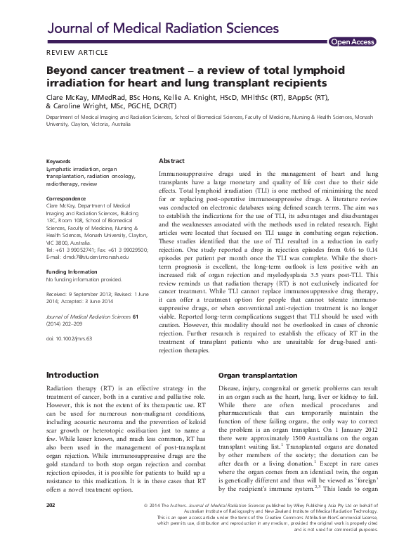(PDF) Beyond cancer treatment - a review of total lymphoid irradiation ...