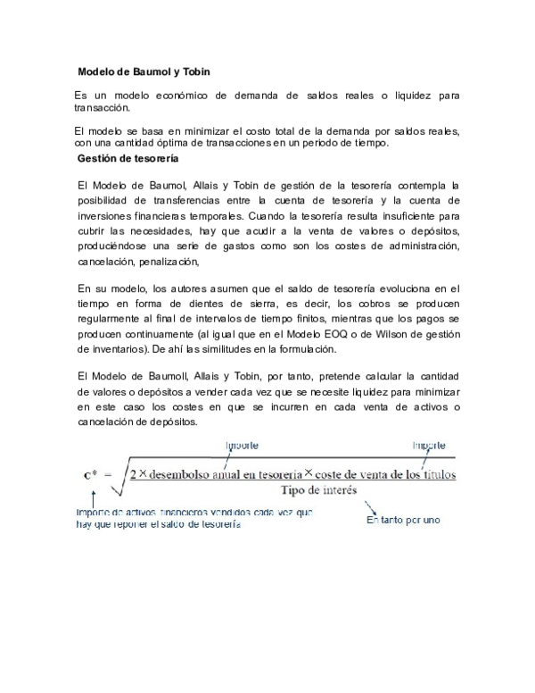 (DOC) Modelo de Baumol y Tobin