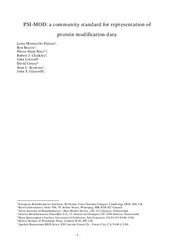 (PDF) The PSI-MOD community standard for representation of protein ...