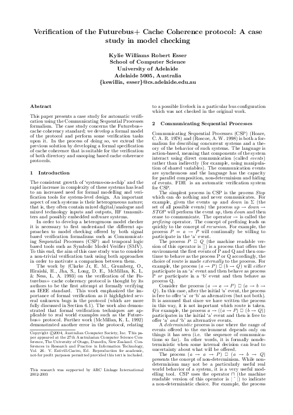 (PDF) Verification of the Futurebus+ Cache Coherence protocol: A case study in model checking ...