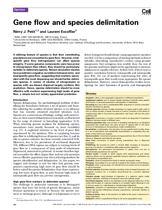 (PDF) Gene flow and species delimitation