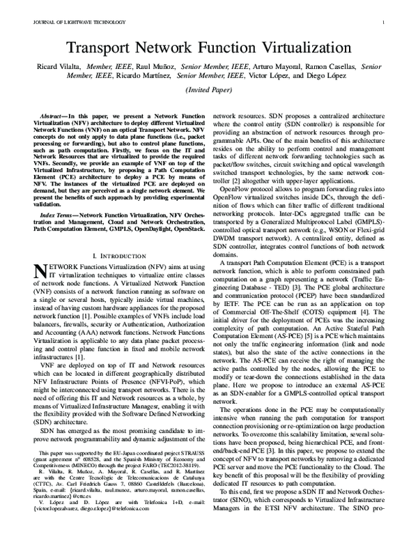 (PDF) Transport Network Function Virtualization