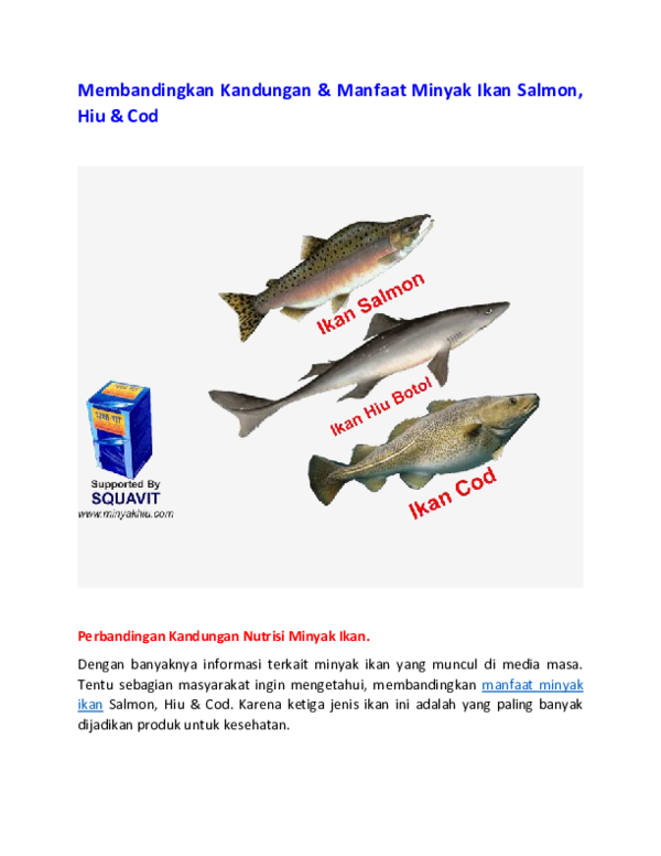 (PDF) Membandingkan Kandungan & Manfaat Minyak Ikan Salmon, Hiu & Cod