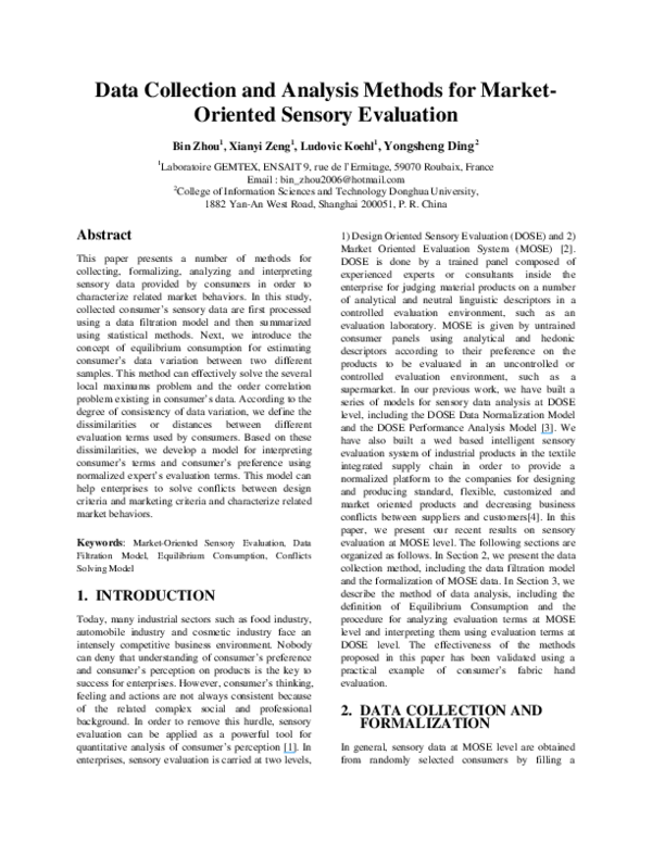 (PDF) Data Collection and Analysis Methods for Market- Oriented Sensory ...