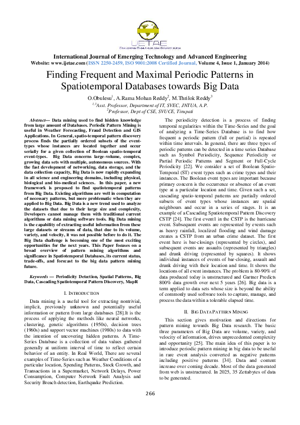 Pdf Finding Frequent And Maximal Periodic Patterns In Spatiotemporal