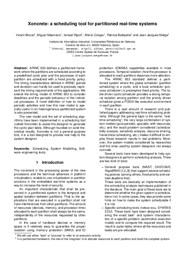 (PDF) Xoncrete: a scheduling tool for partitioned real-time systems