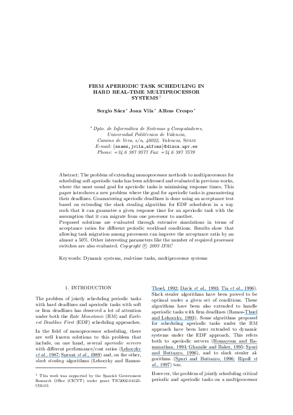 Pdf Soft Aperiodic Task Scheduling On Hard Real Time Multiprocessor