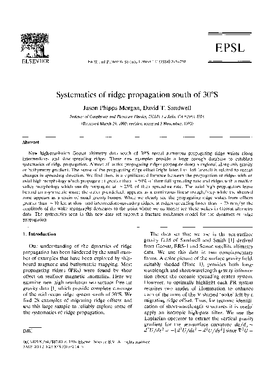 (PDF) Systematics of ridge propagation south of 30°S