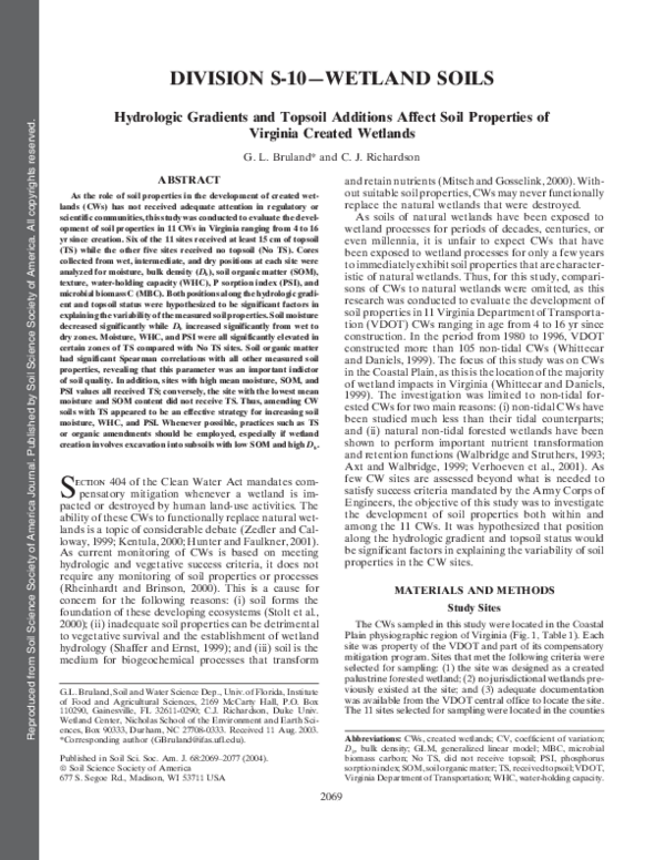 (PDF) Hydrologic gradients and topsoil additions affect soil properties ...