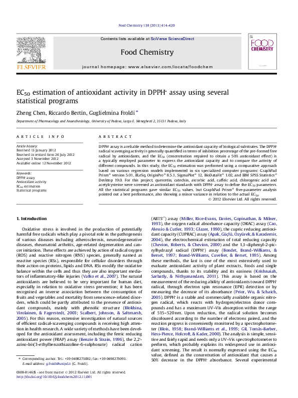 (PDF) EC50 estimation of antioxidant activity in DPPH assay using ...