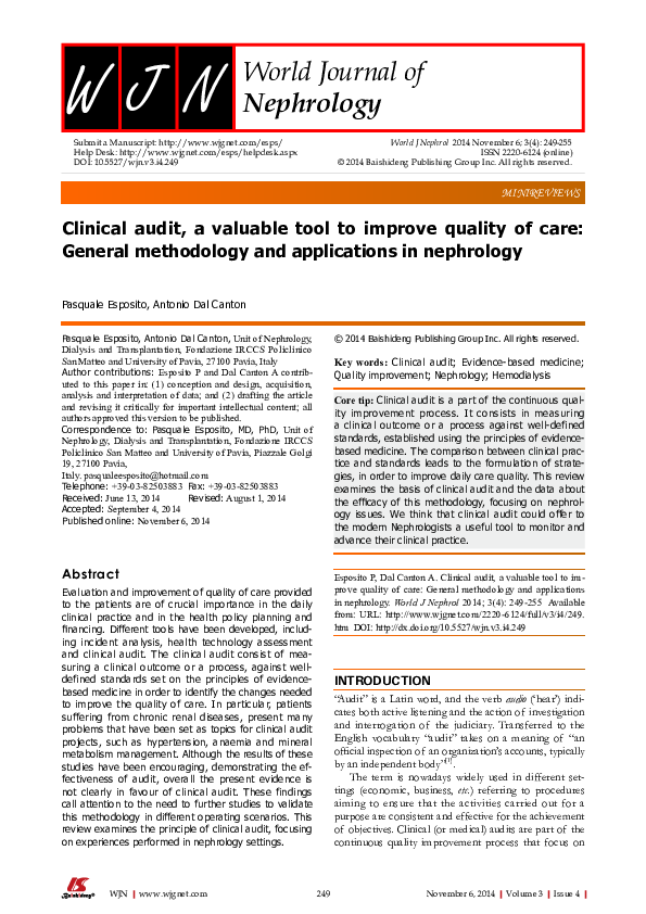 (PDF) Clinical audit, a valuable tool to improve quality of care ...