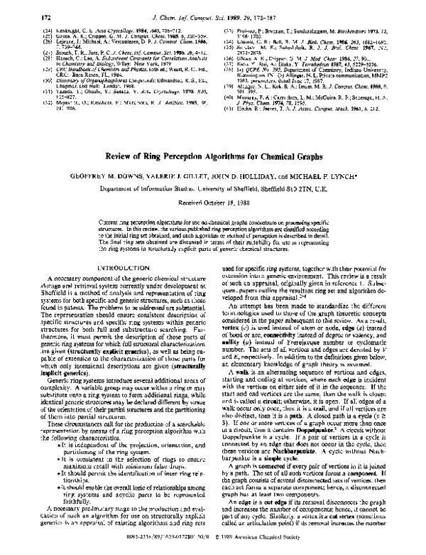(PDF) Review of ring perception algorithms for chemical graphs