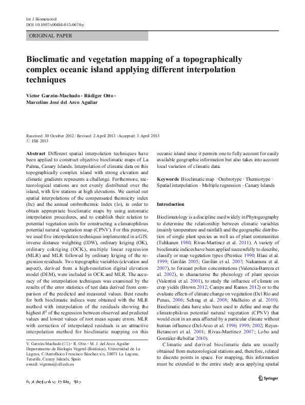 (PDF) Bioclimatic and vegetation mapping of a topographically complex oceanic island applying ...