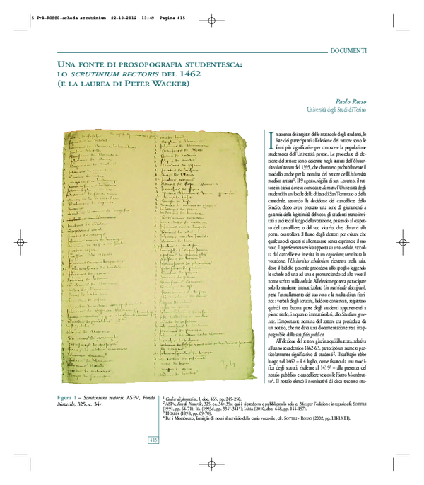 (PDF) Una fonte di prosopografia studentesca: lo scrutinium rectoris ...