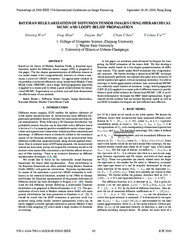 (PDF) Bayesian regularization of diffusion tensor images: IMF Thiele ...