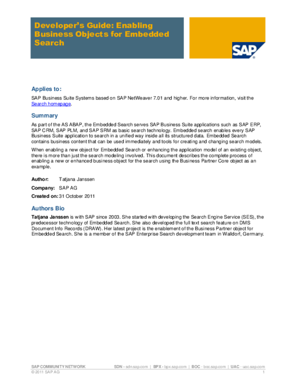 (PDF) Enabling Embedded Search in SAP Business Apps