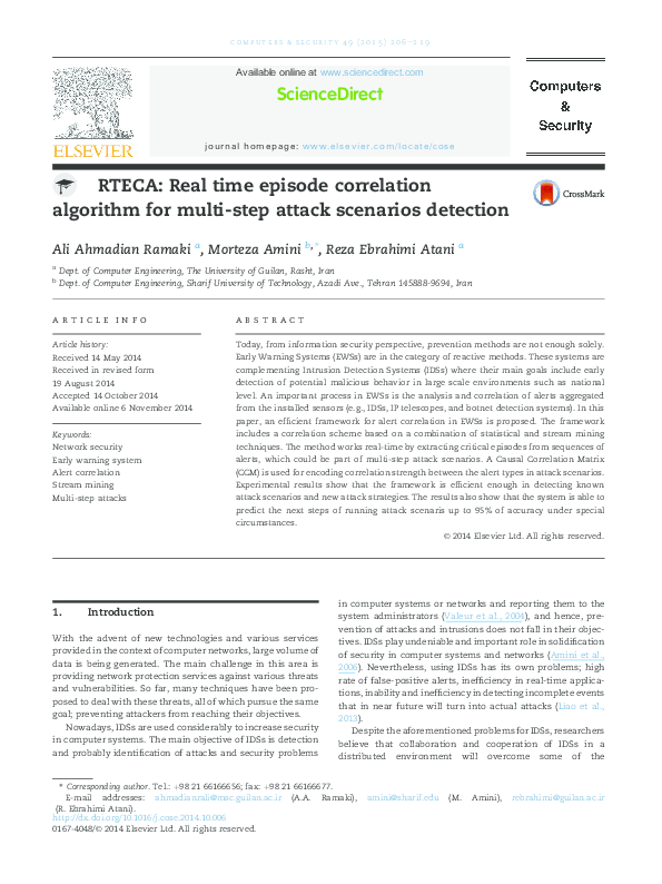 (PDF) RTECA: Real time episode correlation algorithm for multi-step attack scenarios detection