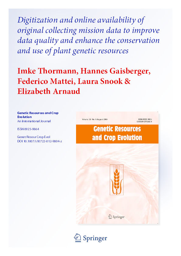 (PDF) Genetic Resources and Crop Evolution An International Journal