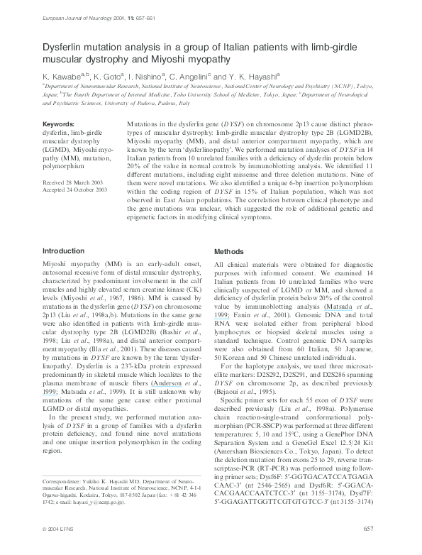 (PDF) Dysferlin mutation analysis in a group of Italian patients with ...