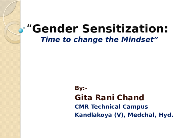 (PPT) Gender Sensitization- Time to change the Mindset