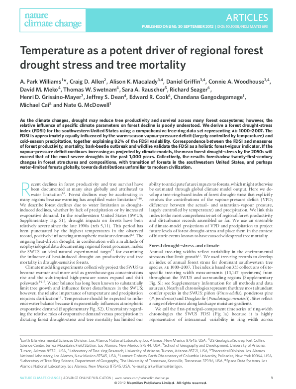 (PDF) Temperature as a potent driver of regional forest drought stress ...