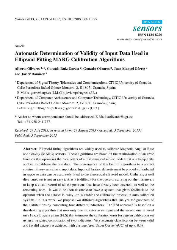 Pdf Automatic Determination Of Validity Of Input Data Used In Ellipsoid Fitting Marg