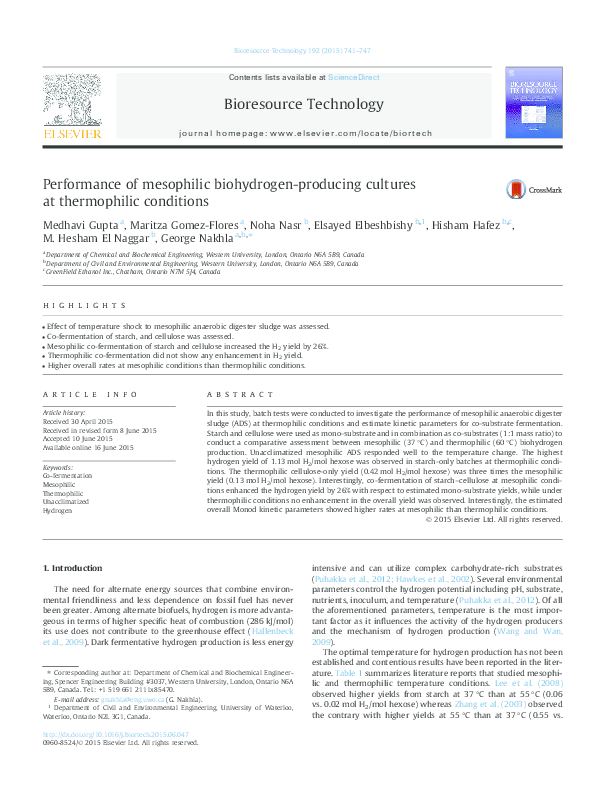 (PDF) Performance of Mesophilic Biohydrogen-Producing Cultures at ...