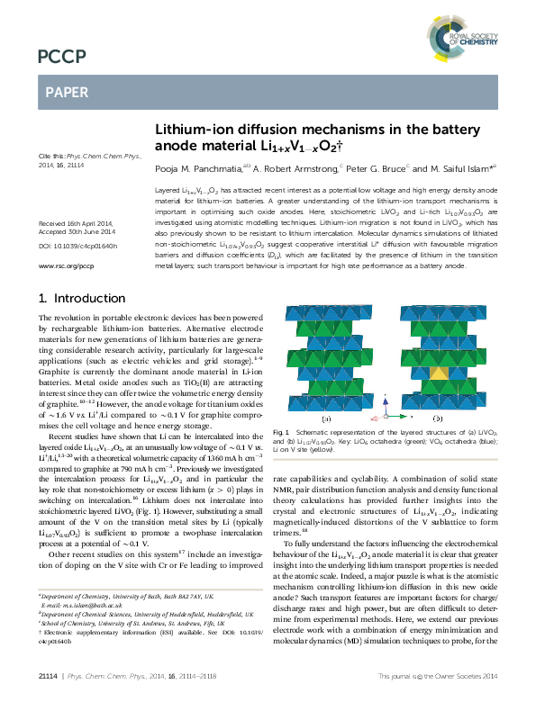 (PDF) Lithium-ion diffusion mechanisms in the battery anode material Li ...